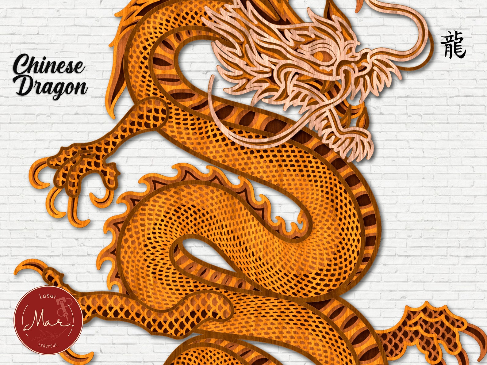 Multilayer Chinese Dragon Laser Cut File SVG Laser Cutting Dragon DXF ...