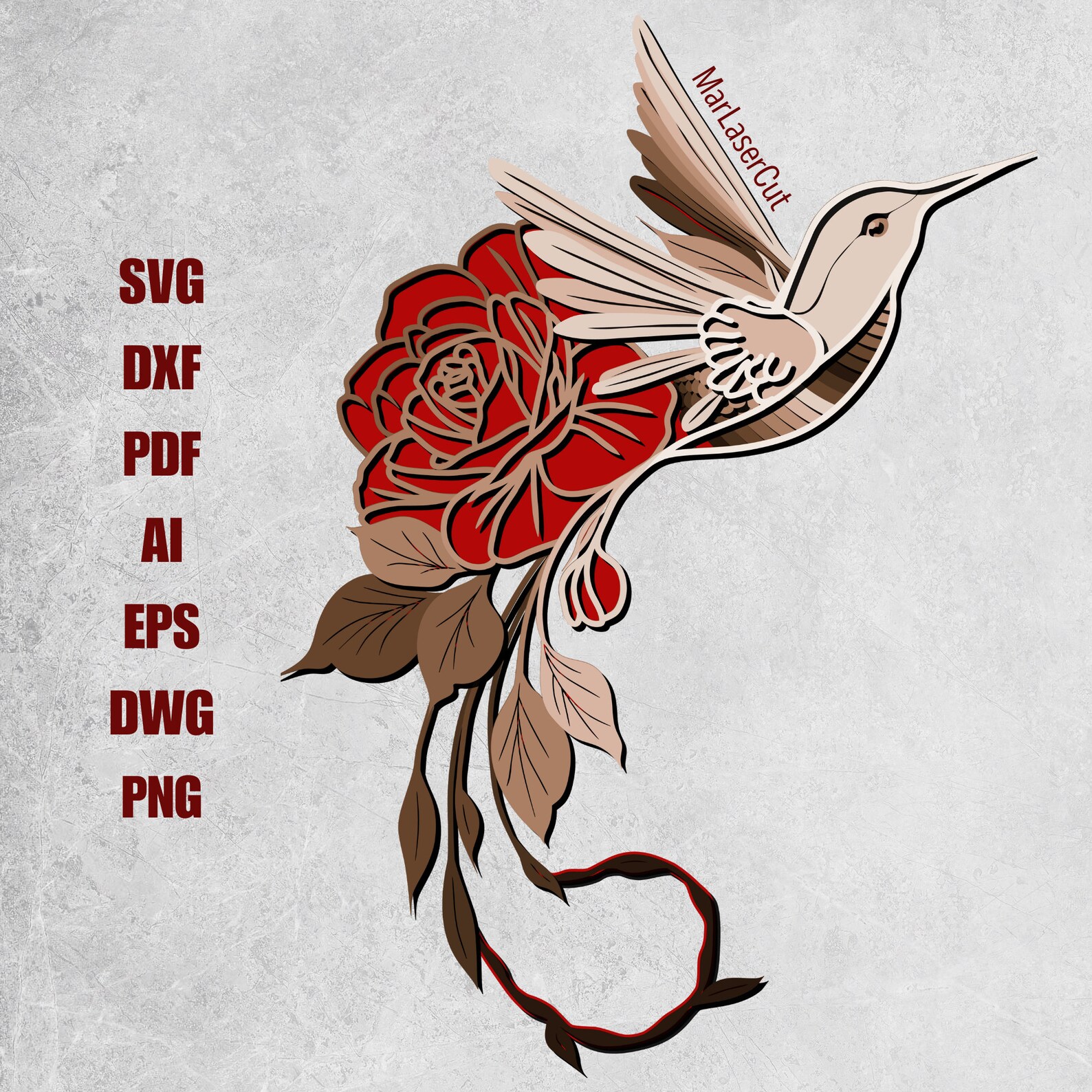 Multilayer Hummingbird Laser Cut 3D File SVG Mothers Day Multilayer ...