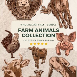 Multilayer Farm Animals Laser Cut Goat Layered Laser Cut File Highland ...