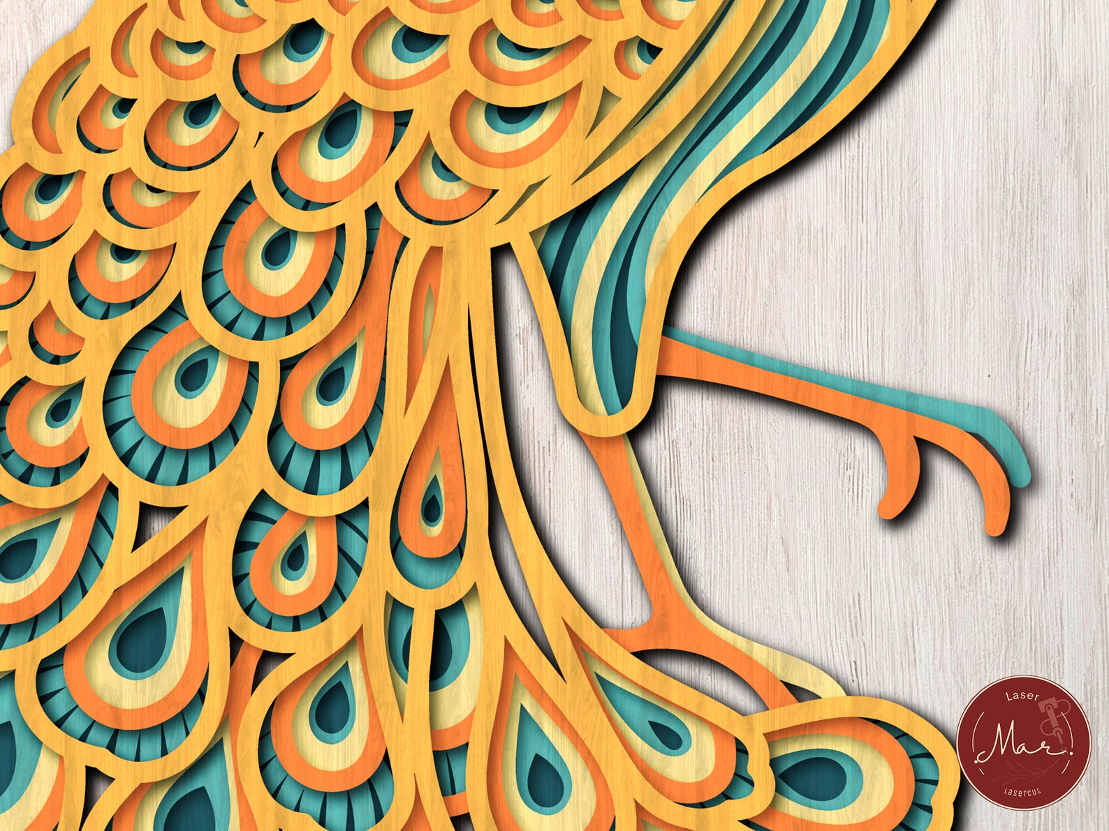 Multilayer Peacock Laser Cut File 3D Layered Peacock Layered Dxf Dwg ...
