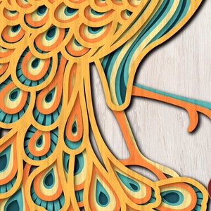 Multilayer Peacock Laser Cut File 3D Layered Peacock Layered Dxf Dwg ...