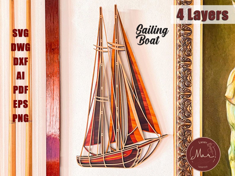 Sailing Boat Laser Cut 3D File SVG Multilayer Sailboat Laser - Etsy