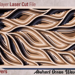 Abstract Waves Laser Cut 3D File Instant Download Ocean Multilayer ...