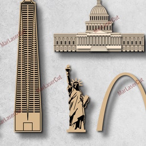 Multilayer Individual USA Landmarks Laser Cut File 3D Layered United ...