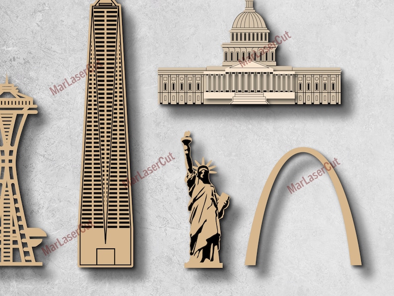 Multilayer Individual USA Landmarks Laser Cut File 3D Layered United ...