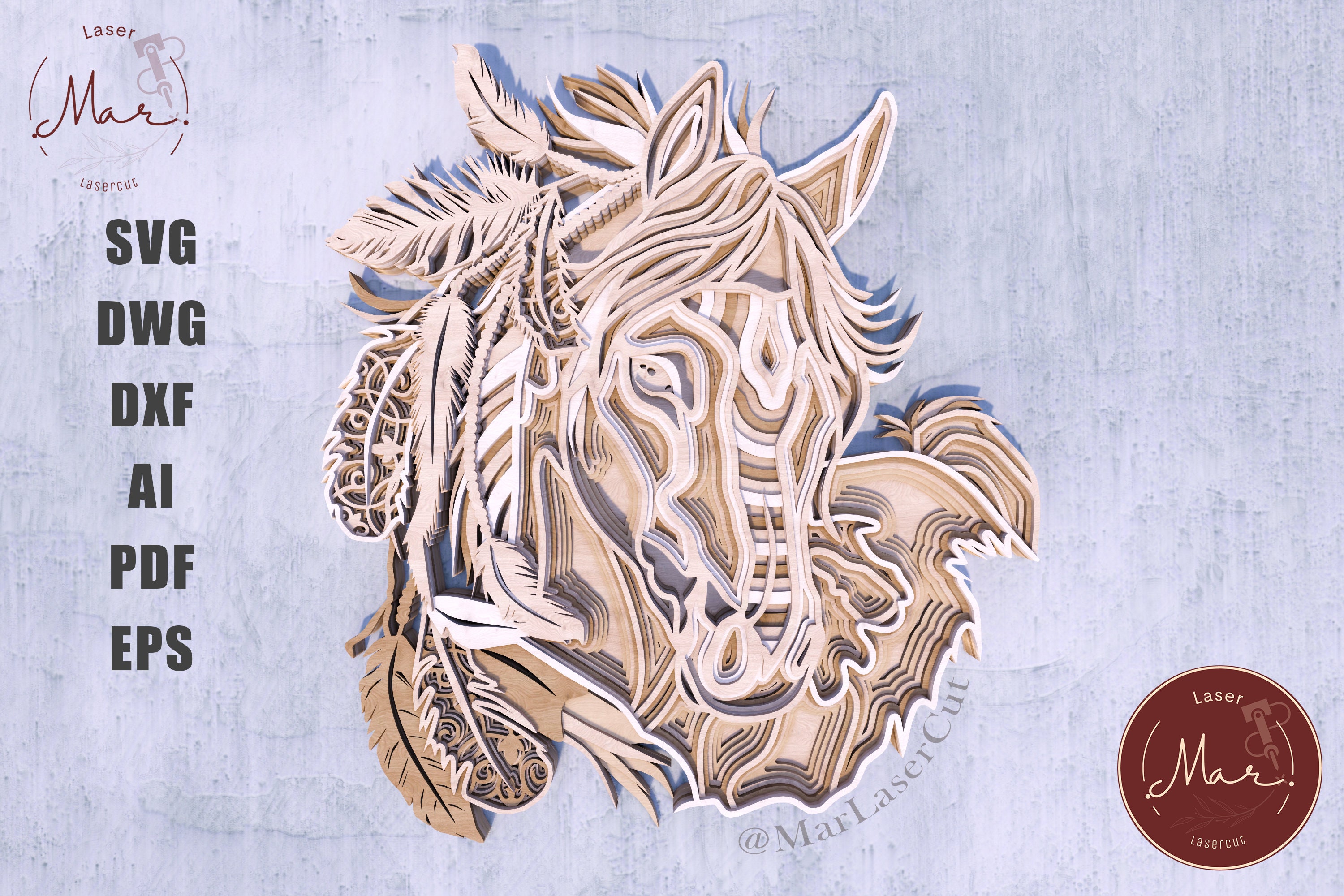 Horse Laser Cut Multilayer File Horse Mandala SVG Layer - Etsy