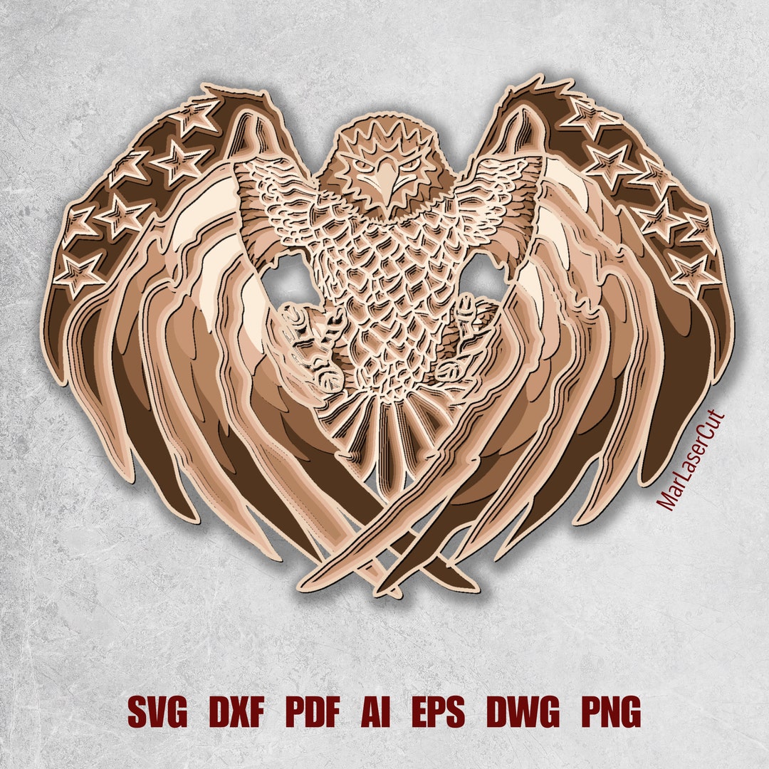 Eagle Laser Cut 3D File SVG Instant Download Vector Pattern Design ...