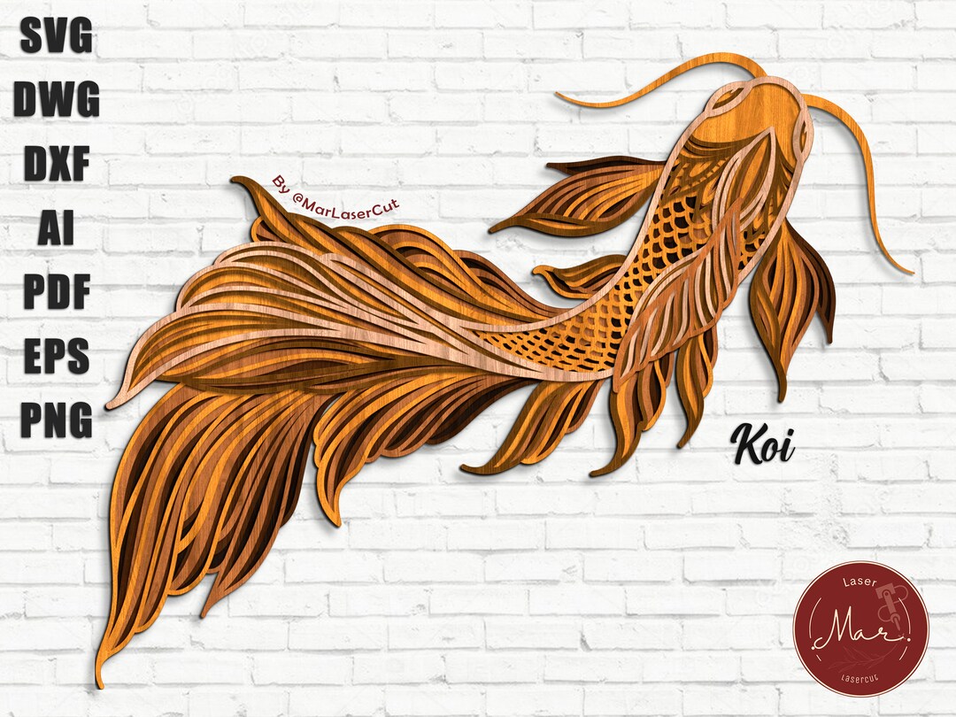 Multilayer Koi Fish Laser Cut Asia Koi Layered SVG Koi Laser Cut Fish ...