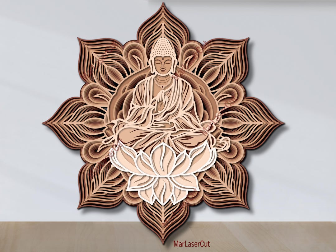 Multilayer Buddha Lotus Mandala Laser Cut File 3D Buddhism Mandala ...
