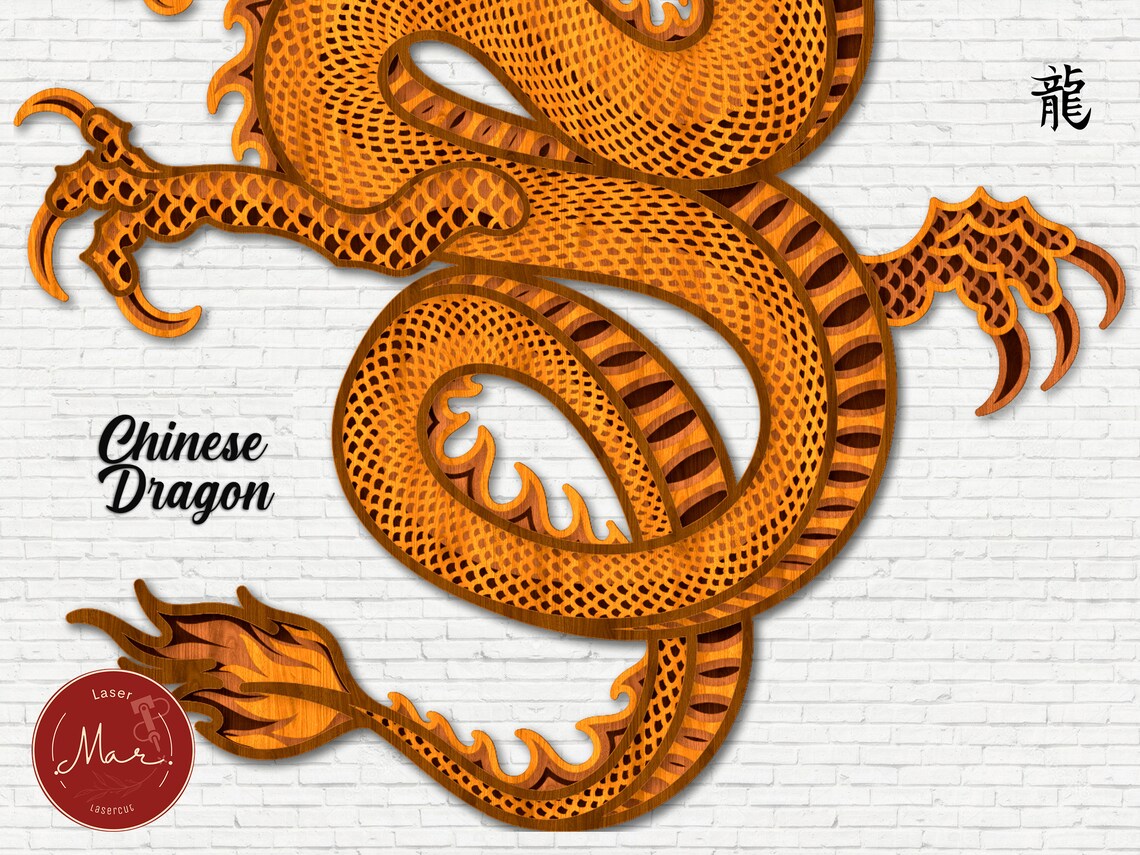 Multilayer Chinese Dragon Laser Cut File SVG Laser Cutting Dragon DXF ...