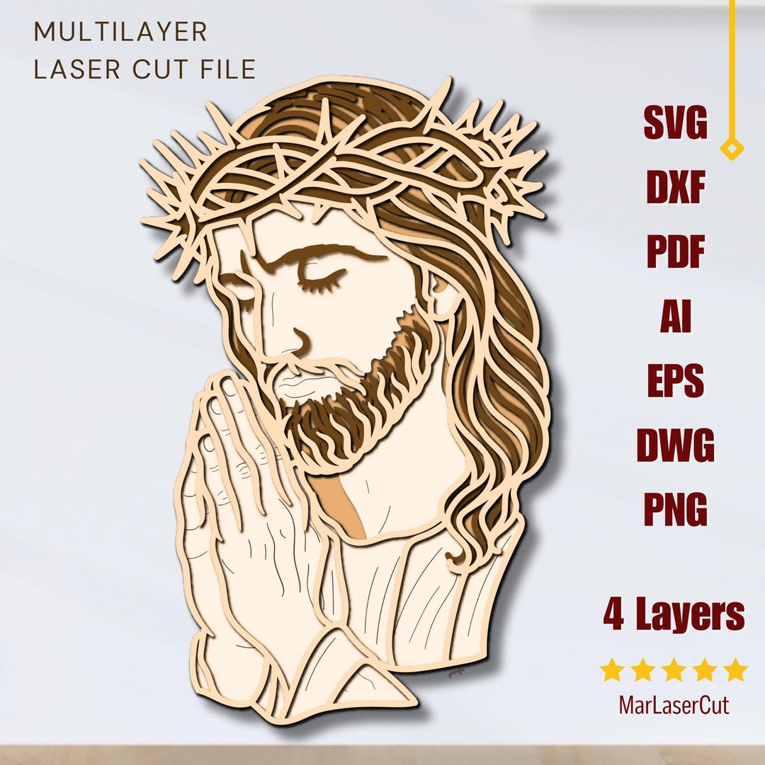Layered Jesus Christ Laser Cut File 3D Multilayer Jesus SVG File ...