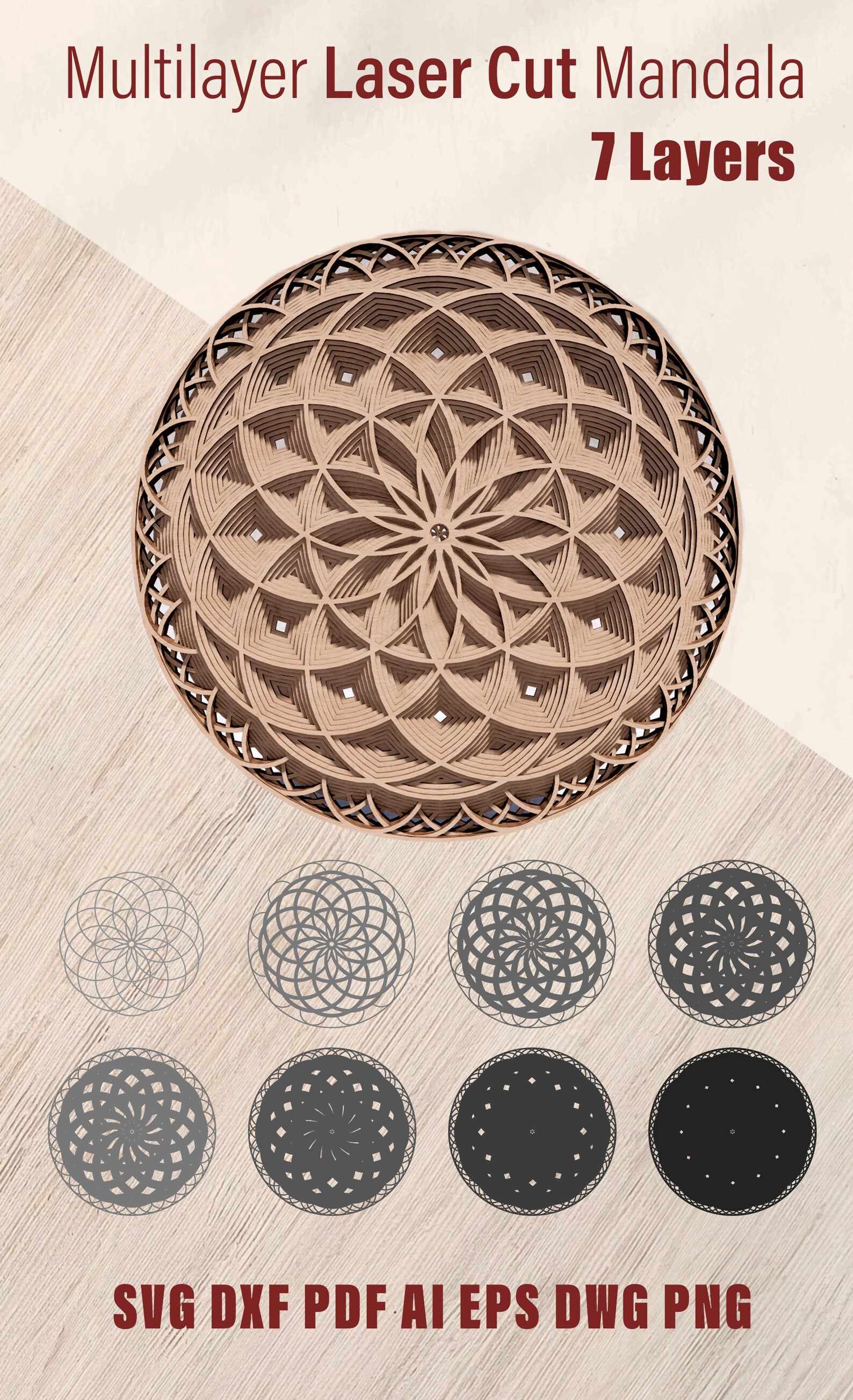 Mandala Laser Cut File SVG Layered Mandala Digital File - Etsy