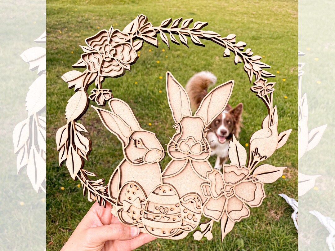 Layered Easter Bunnies Laser Cut Happy Easter 3D File SVG Cutting File ...