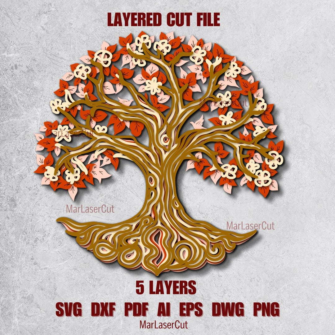 Tree of Life Layered SVG Tree of Life SVG Cut File 3d Layer Tree of ...