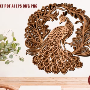 Multilayer Peacock Laser Cut File 3D Layered Peacock Layered Dxf Dwg ...