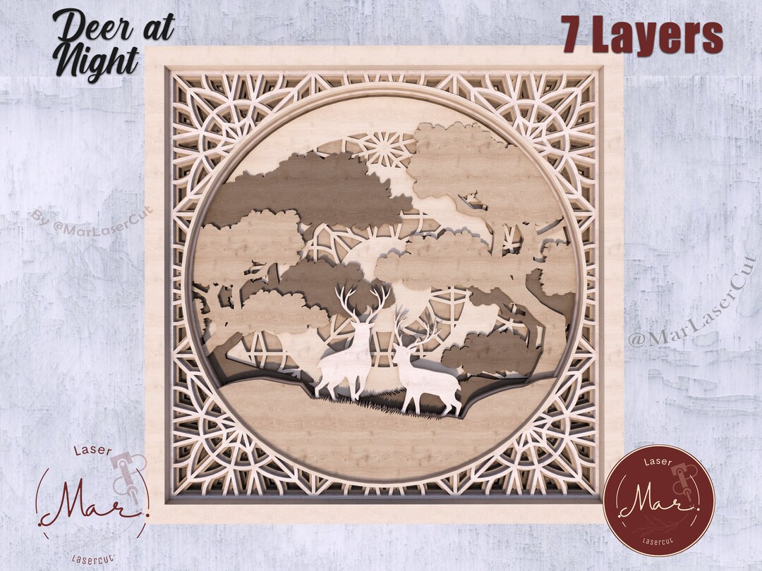DEER Multilayer Laser Cut 3D File SVG Wall Art | Instant Download Vector Pattern Design ...