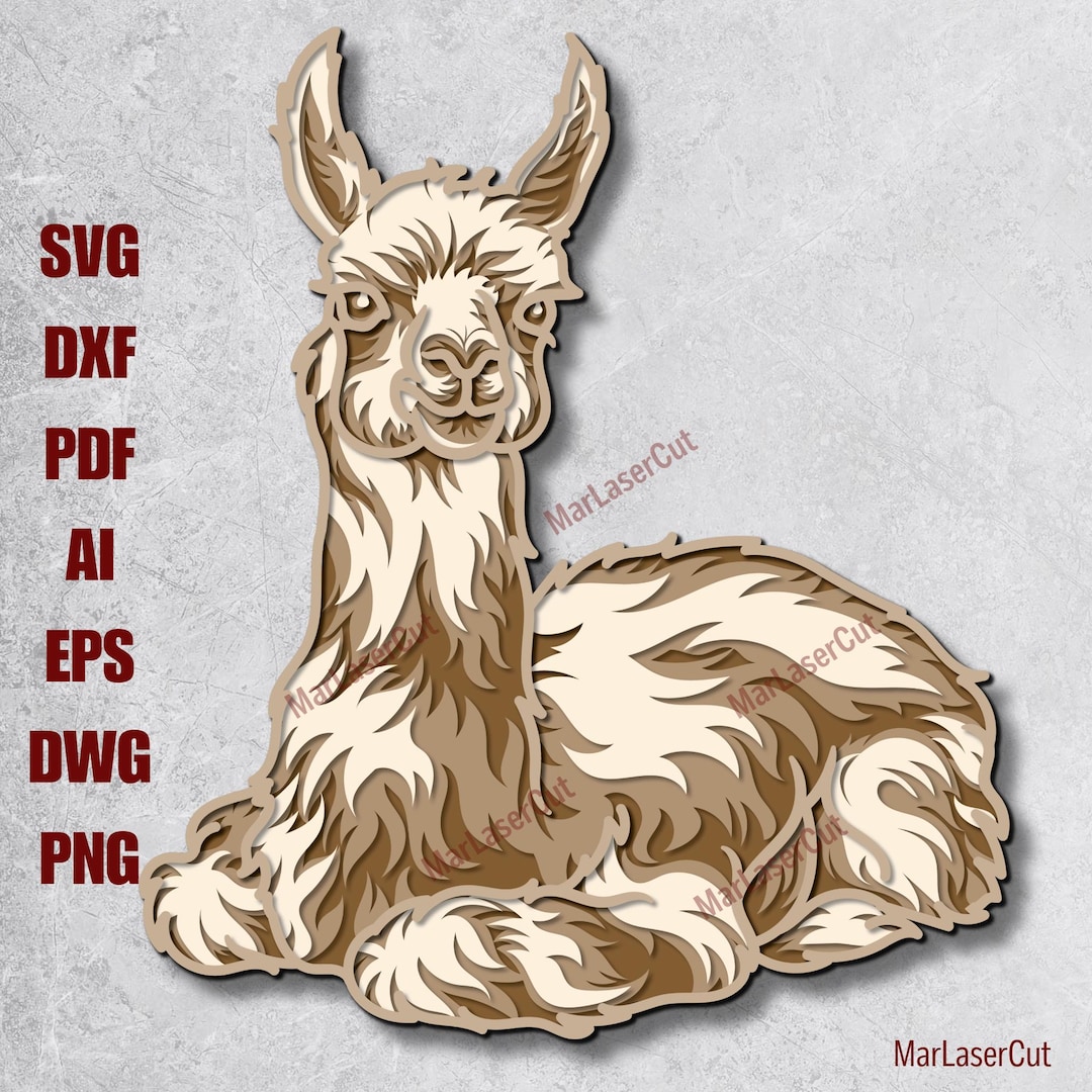 Llama Laser Cut Multilayer File Alpaca SVG Layered Svg File Dxf Laser ...