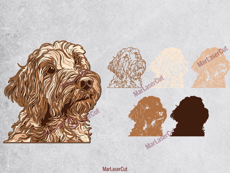 Multilayer Dog Bundle Laser Cut Files Golden Retriever Layered Laser ...