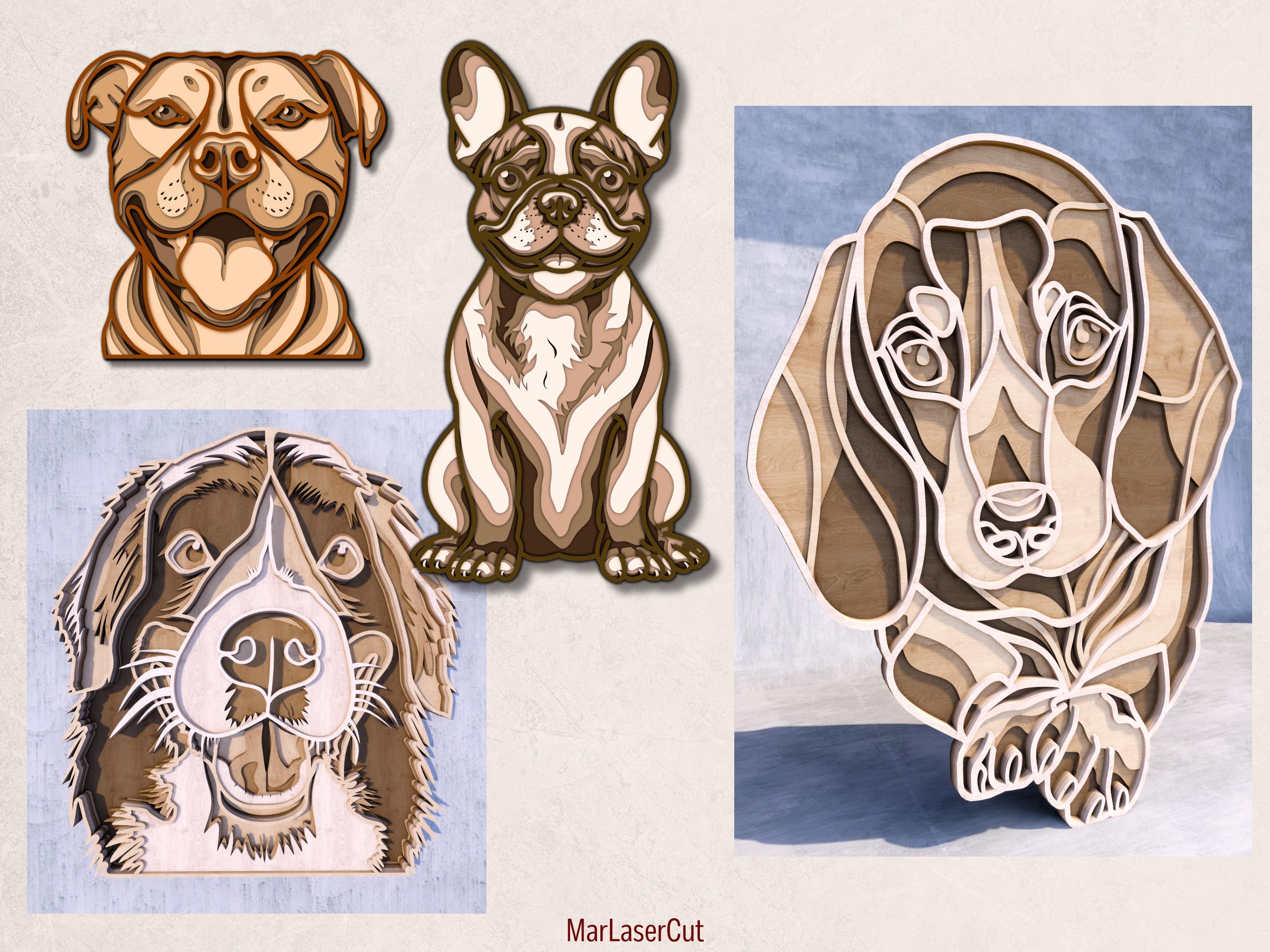 Multilayer Dog Bundle Laser Cut Files Golden Retriever Layered Laser ...