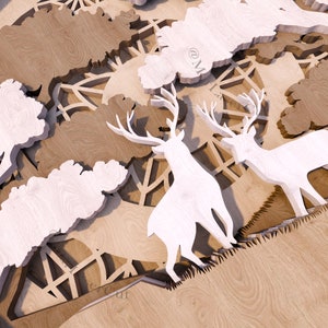 Deer With Sun Laser Cut 3D File SVG | Instant Download Vector Pattern ...
