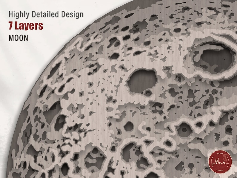 7 Layers Multi Layer Full Moon Laser Cut 3D File SVG Detailed Moon ...