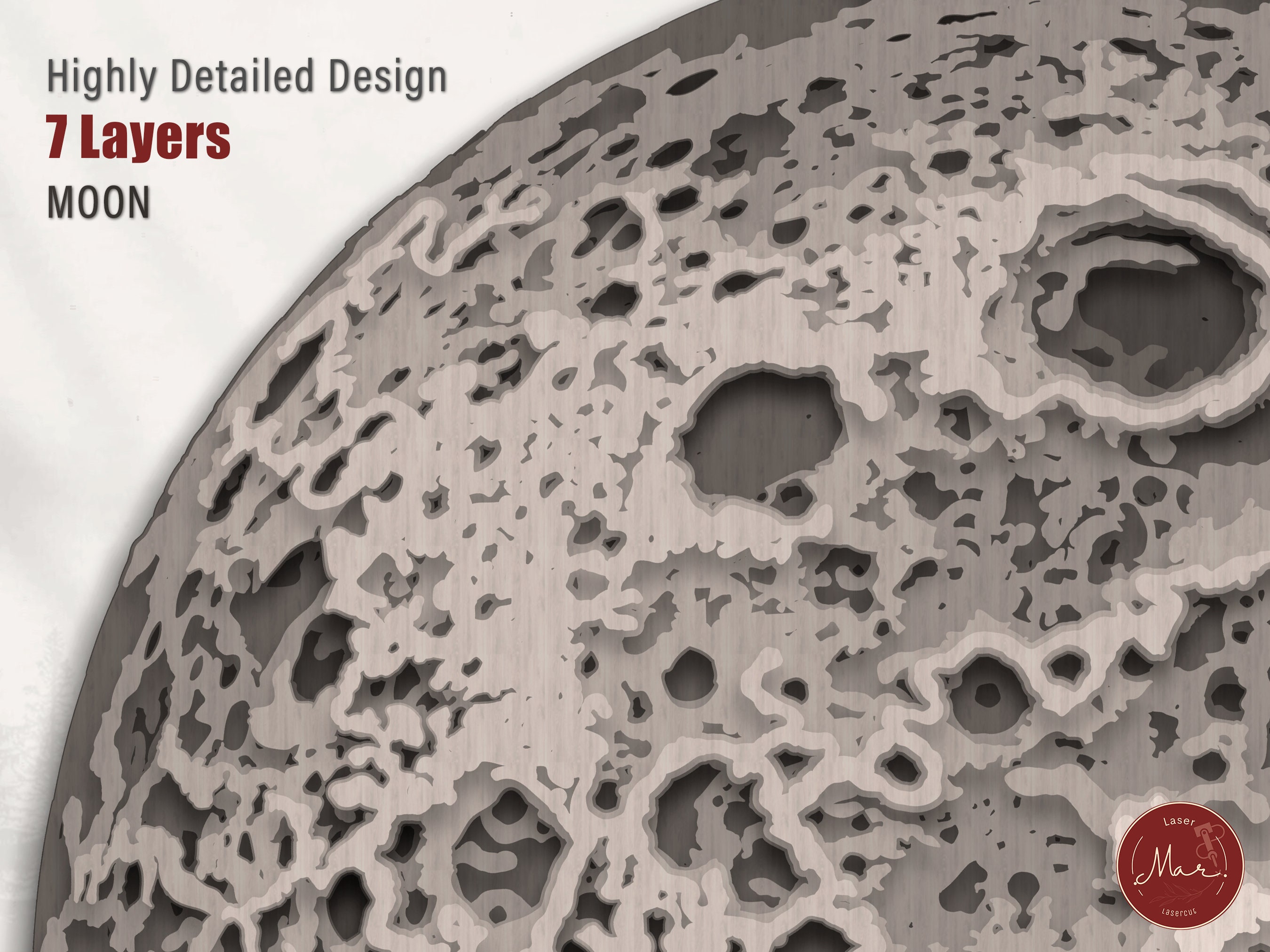 7 Layers Multi Layer Full Moon Laser Cut 3D File SVG Detailed Moon ...