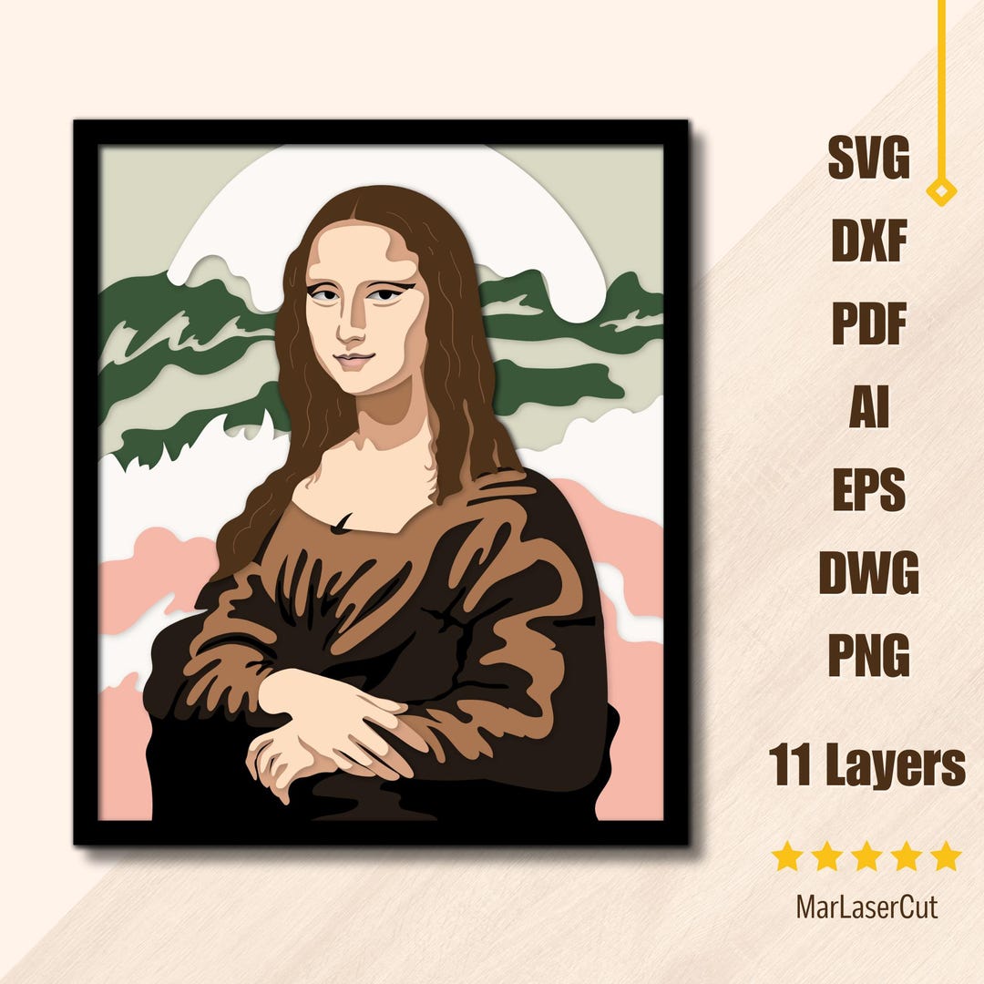 Mona Lisa Layered SVG: Leonardo Da Vinci Laser Cut Mandala Art Digital ...