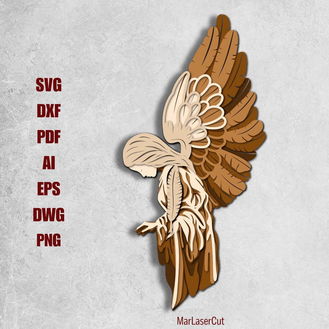 Layered Angel Laser Cut File Happy Easter 3D SVG Cutting File Angel ...
