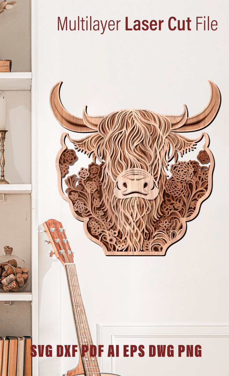 Multilayer Highland Cow Laser Cut File 3D Layered Cow Layered - Etsy Canada