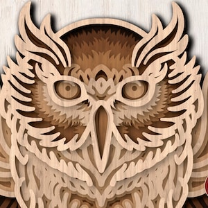 Multilayer Owl Laser Cut File Owl Mandala SVG Layer Owl CNC Multilayer ...