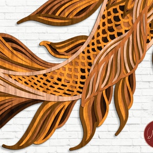 Multilayer Koi Fish Laser Cut Asia Koi Layered SVG Koi Paper Cut Fish ...