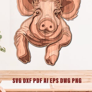 Multilayer Farm Pig Laser Cut File 3D Layered Pig Layered Dxf Plywood ...