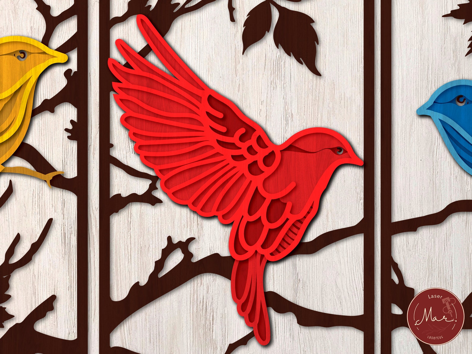 Multilayer Bird Wall Art Laser Cut File 3D Layered Bird Layered Dxf Dwg ...