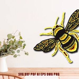 Layered Bee Laser Cut File Bee SVG 3D Instant Download Multi Layer Bee ...