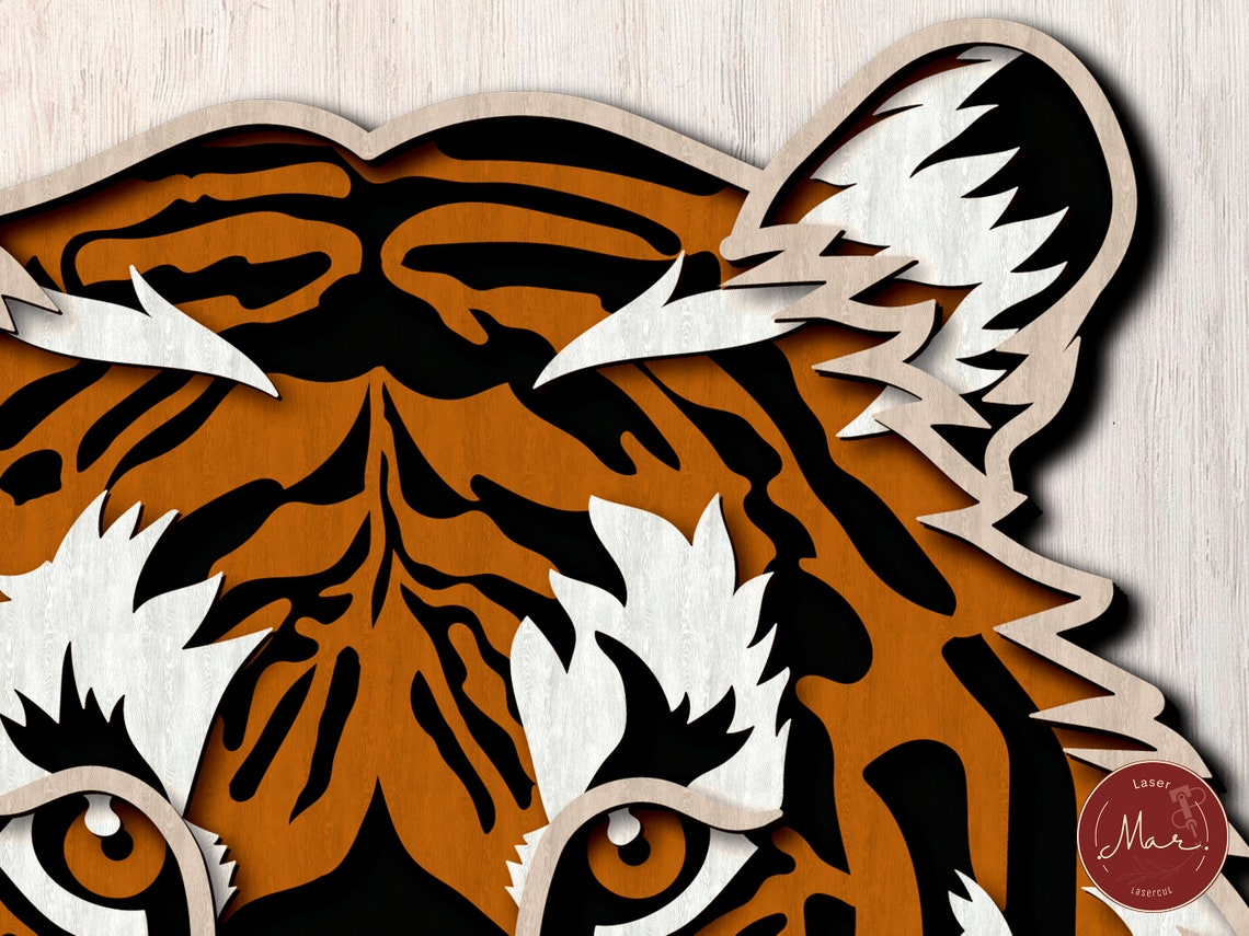 Multilayer Tiger Head Laser Cut File 3D Tiger Mandala Layered Dxf ...