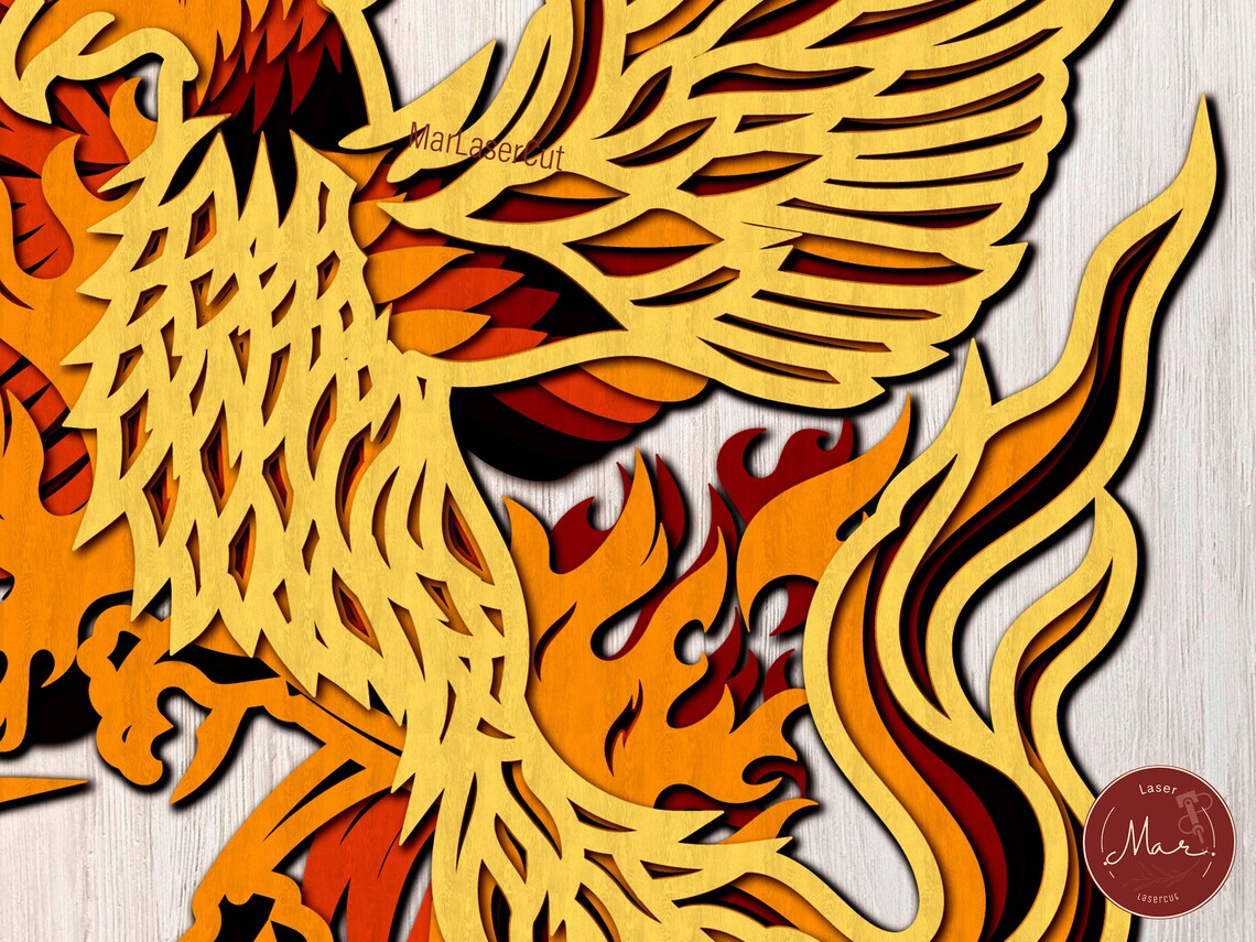 Multilayer Phoenix Laser Cut File 3D Layered Phoenix Paper Cut SVG ...