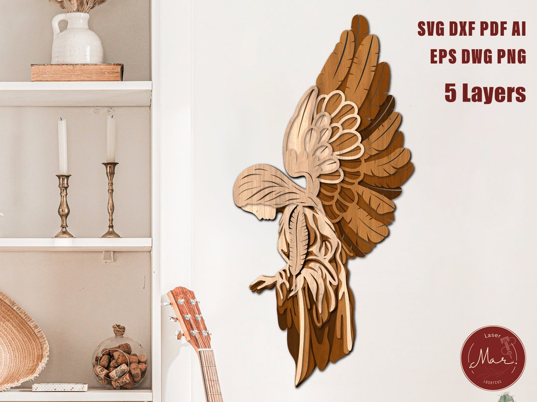 Layered Angel Laser Cut File Happy Easter 3D SVG Cutting File Angel ...