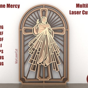 Layered Divine Mercy Laser Cut File 3D Multilayer Cross Layered Jesus ...