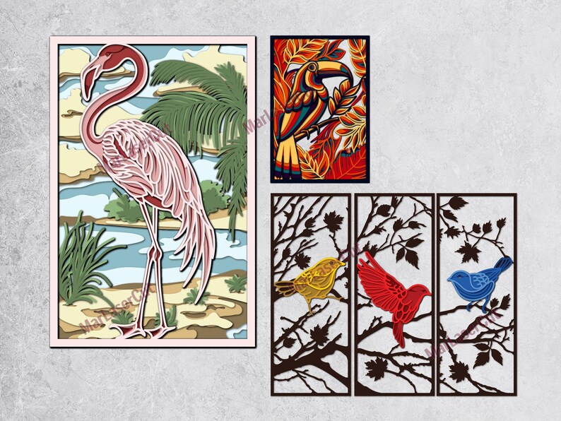 11x Multilayer Bird Laser Cut File Bundle Layered Cut SVG Layered Eagle ...