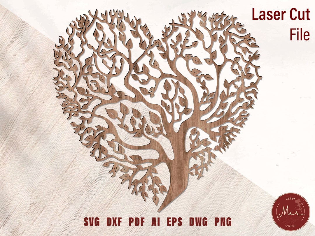 Tree of Life Heart Laser Cut File 3D Heart Tree Layered Dxf Dwg Plywood ...