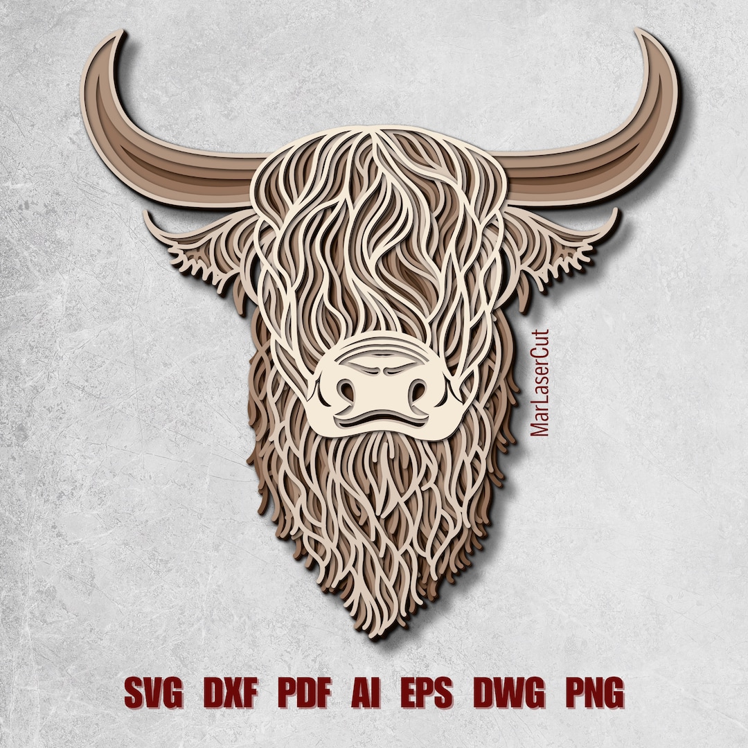 Multilayer Highland Cow Laser Cut File Highland Cow SVG Layered Svg ...