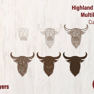 Multilayer Highland Cow Laser Cut File Highland Cow SVG Layered Svg ...