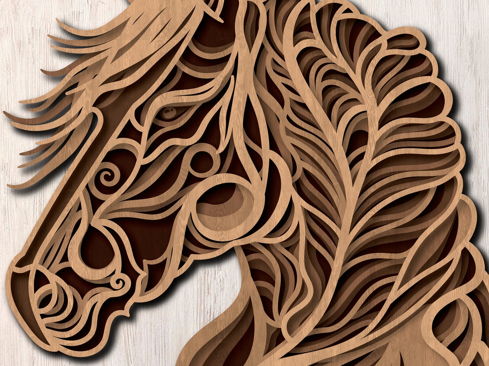 Multilayer Horse Laser Cut File 3D Horse Mandala Layered Dxf Dwg ...