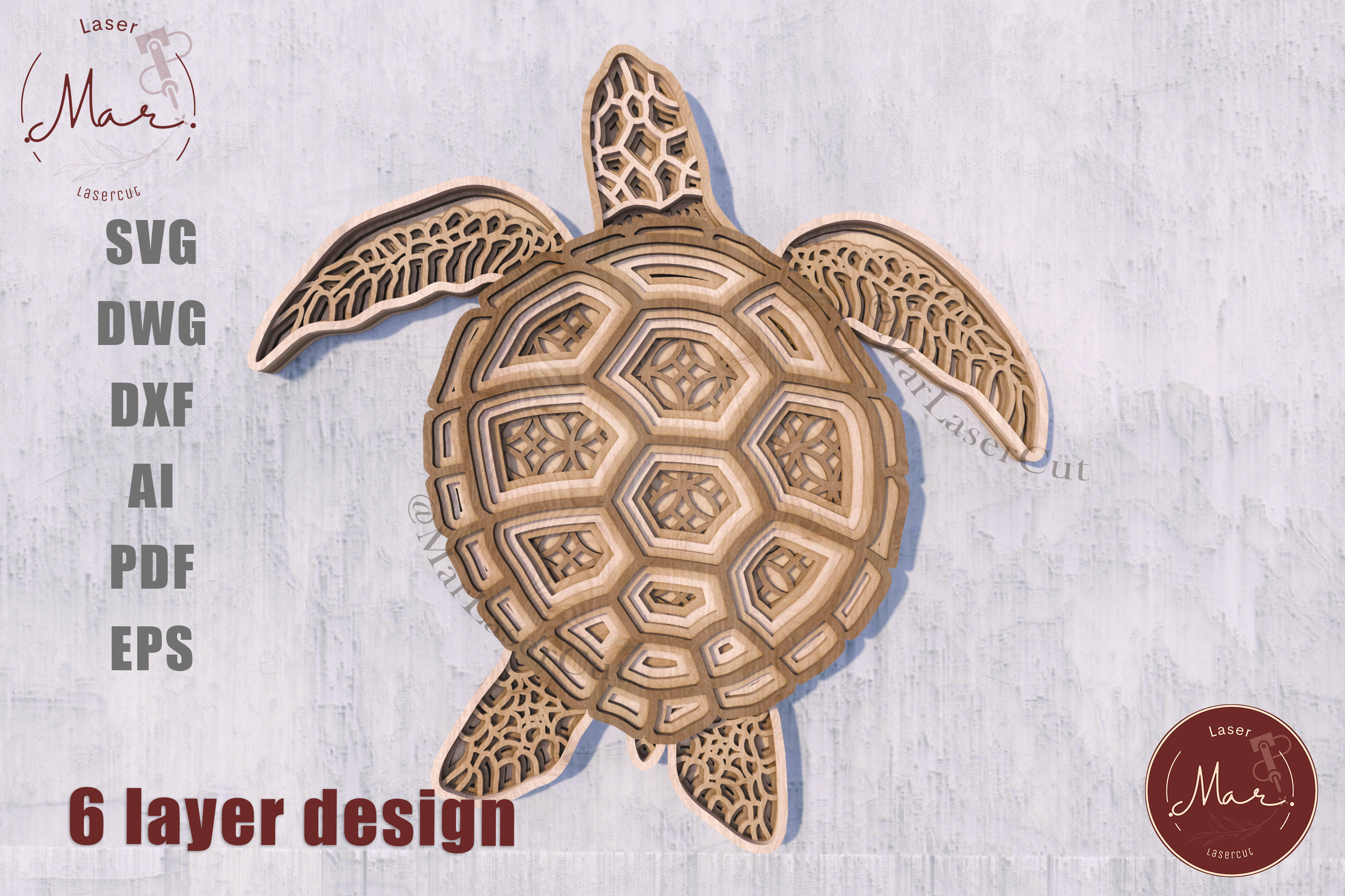 Sea Turtle Laser Cut File Multilayer SVG Instant Download - Etsy Canada