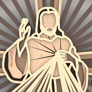 Layered Divine Mercy Laser Cut File 3D Multilayer Cross Layered Jesus ...