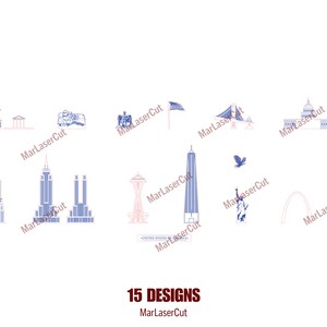 Multilayer Individual USA Landmarks Laser Cut File 3D Layered United ...