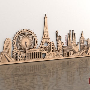 Multilayer World Landmarks Laser Cut File 3D Layered World Monuments ...