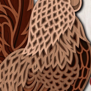 Multilayer Rooster Chicken Laser Cut File 3D Layered Rooster Layered ...