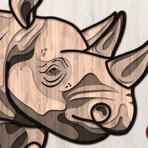 Multilayer Rhino Laser Cut File 3D Layered Rhinoceros Layered Dxf Dwg ...