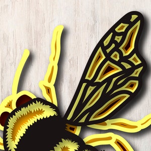 Layered Bee Laser Cut File Bee SVG 3D Instant Download Multi Layer Bee ...